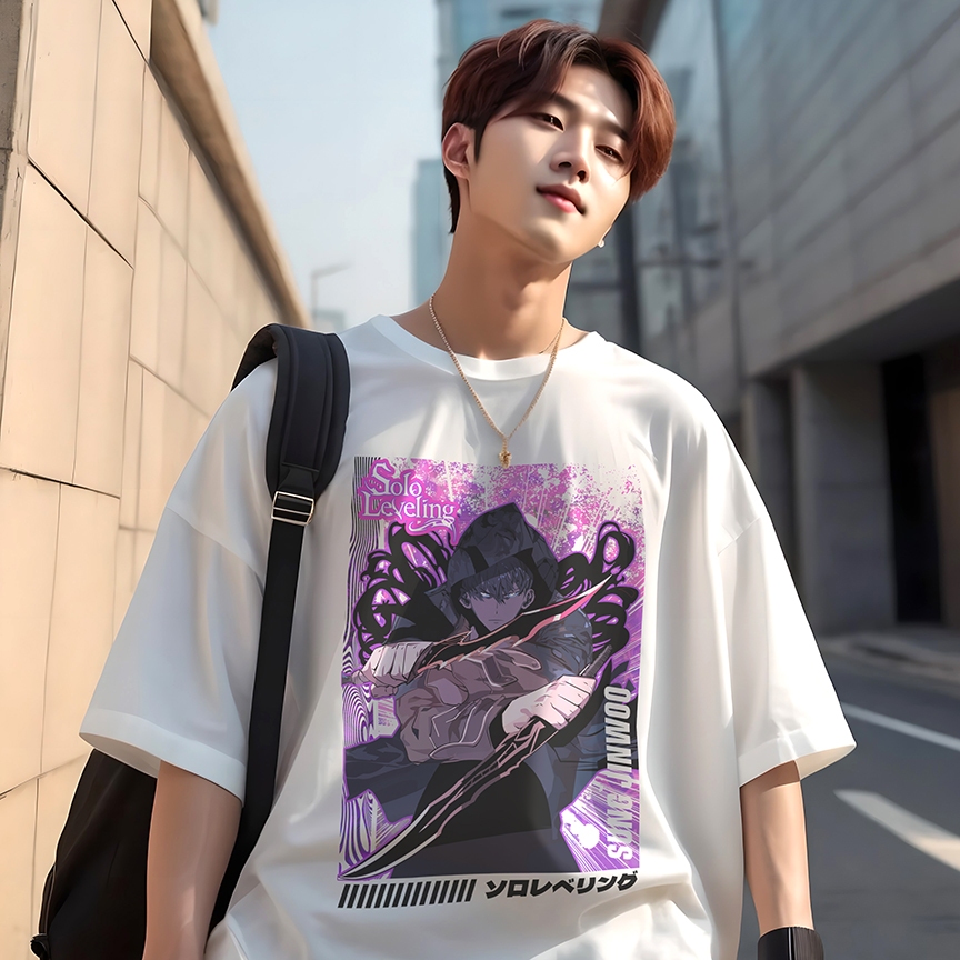 Solo Leveling Anime Artwork Tee Iconic Character Design White Tshirt ...