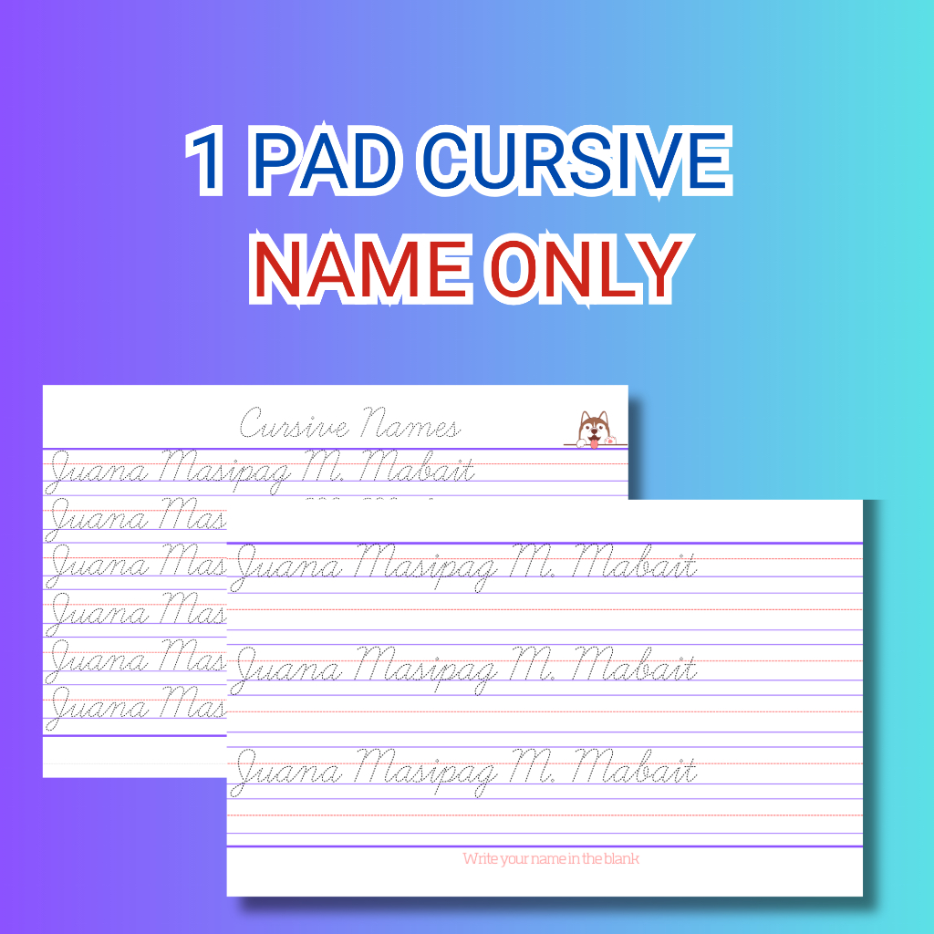 Tracing Pad 2 in 1 Cursive Name and Alphabet for Advance Writing School ...