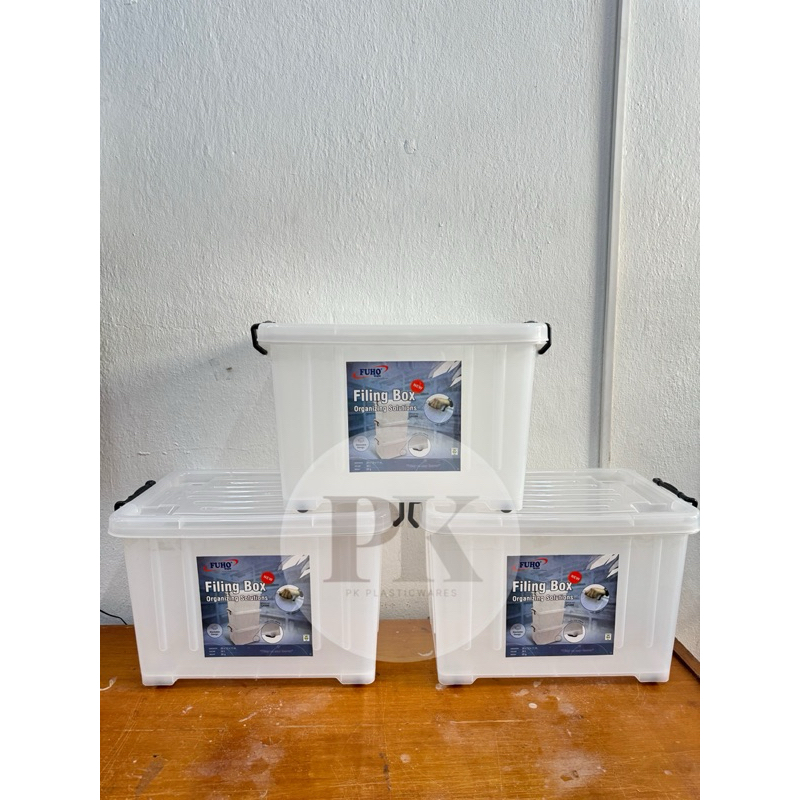 Fuhoware 399 Transparent Filing storage box with wheels 30liters ...