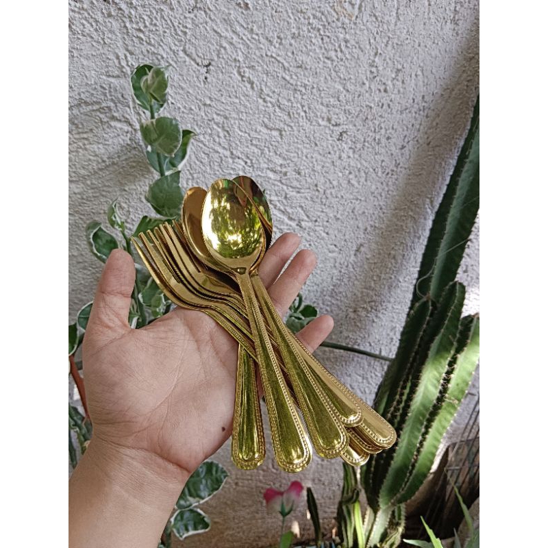 GOLD PLATED SPOON AND FORK 1 DOZEN | Shopee Philippines