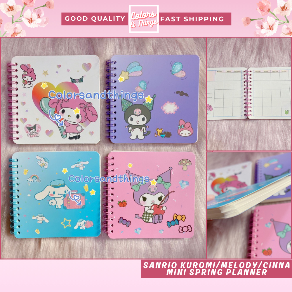 Sanrio Kuromi, Melody & Cinna Mini Size Spring Planner Cute & Compact ...