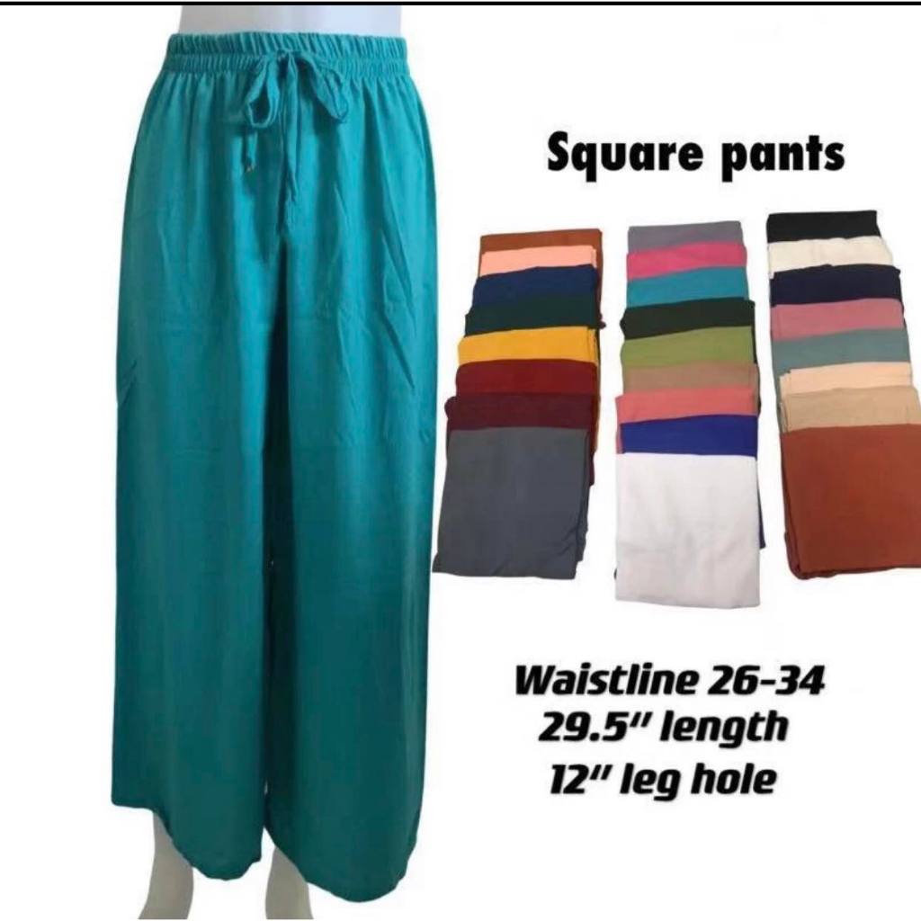 CHALLIS Plain Square pants w/Pocket (CAN FIT UP TO XL) | Shopee Philippines