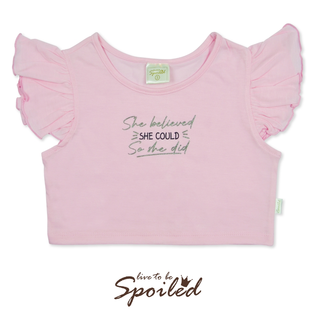 Live To Be Spoiled Pink Ruffled Sleeves Blouse for Girls (BL-6687 A ...