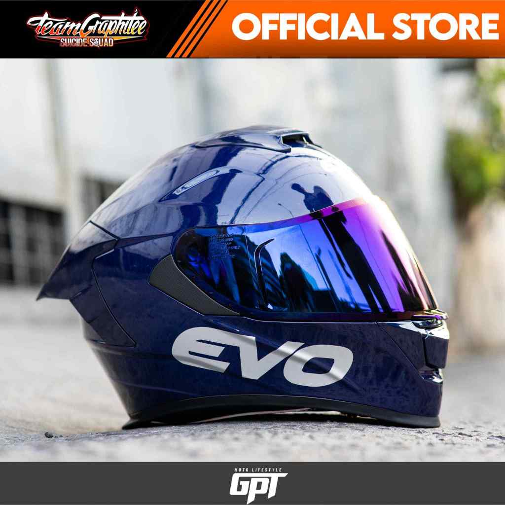 EVO HELMET GT PRO GLOSS NAVY BLUE w/ Free Clear lens | Shopee Philippines