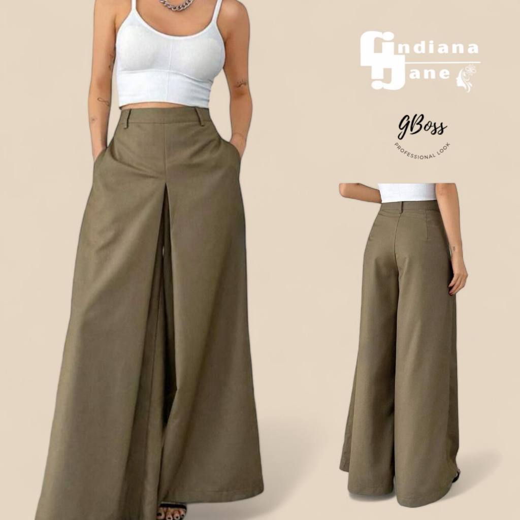 GBOSS Structured High Waist Palazzo Pants | Shopee Philippines
