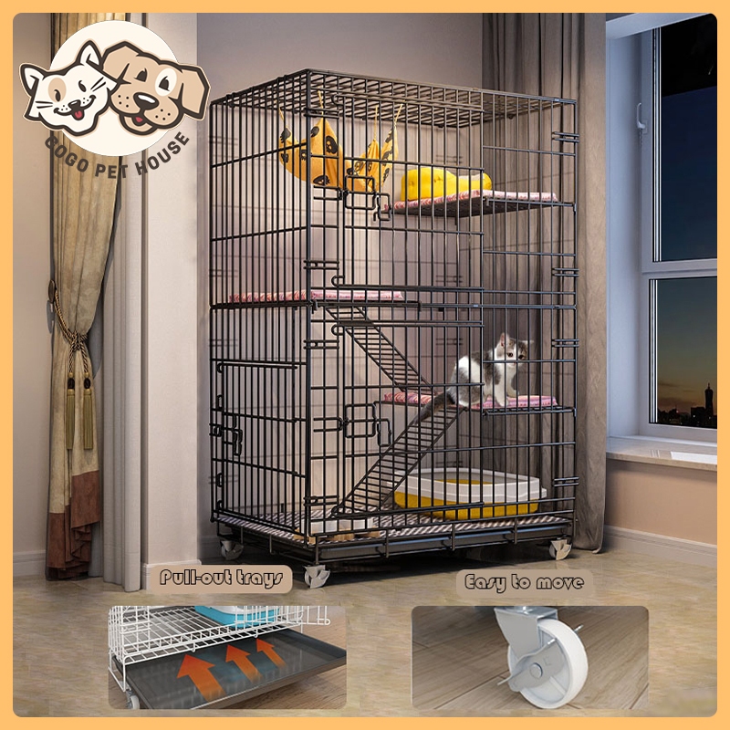 Cat Cage Foldable 4 Layer Stackable Sturdy Pet Furniture Pet Cage With ...