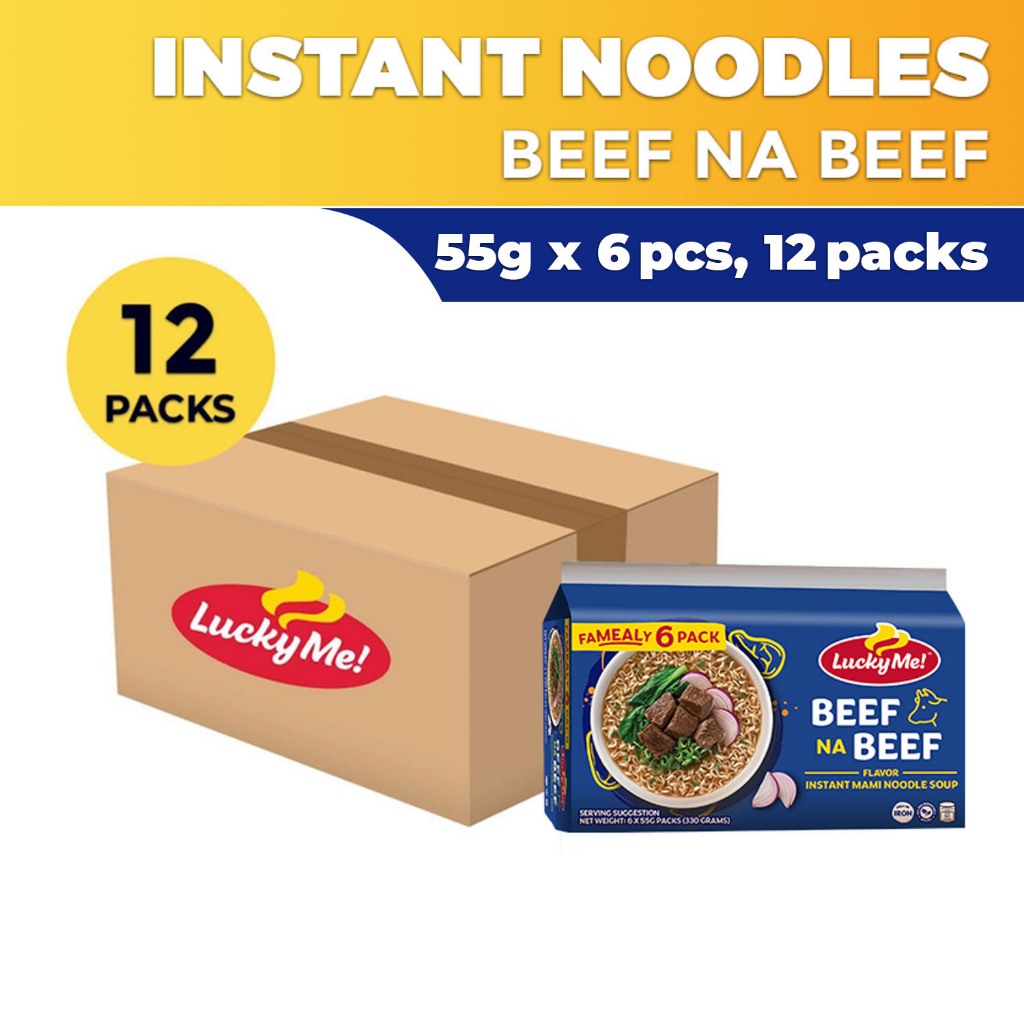 Lucky Me! Instant Noodle Soup Beef na Beef Multipack 55g x 6 x12 ...