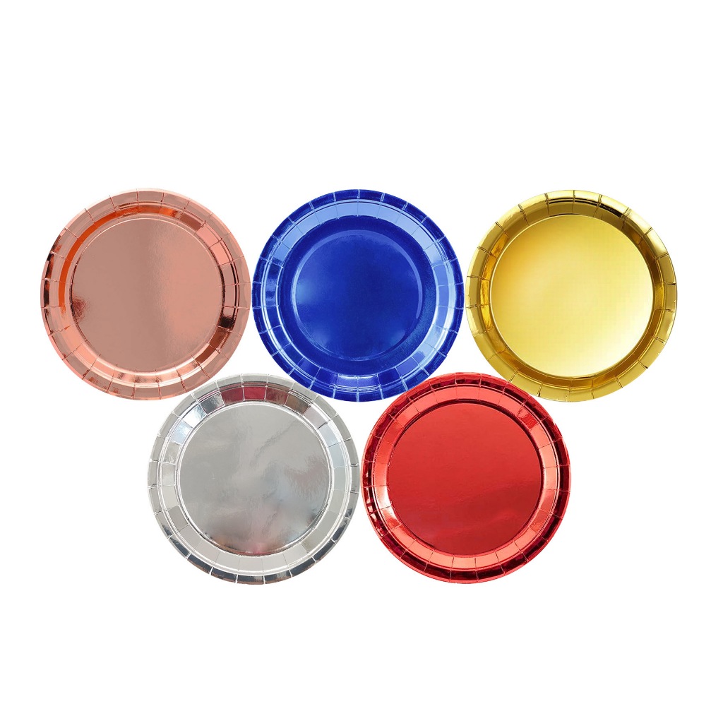 Agar.Shop 10Pcs 9Inch Shiny Metal Color Paper Plate Disposable ...