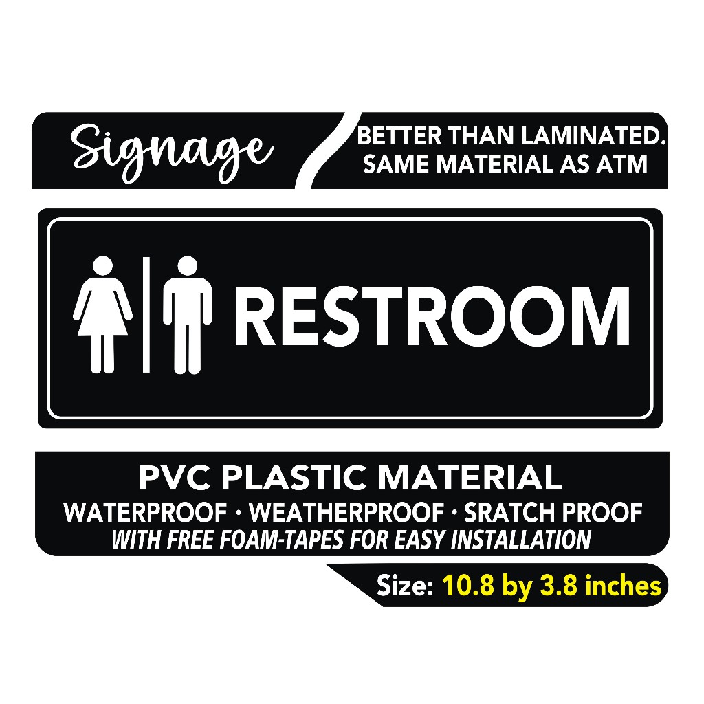 Restroom Signage PVC Plastic Material Signage | Shopee Philippines