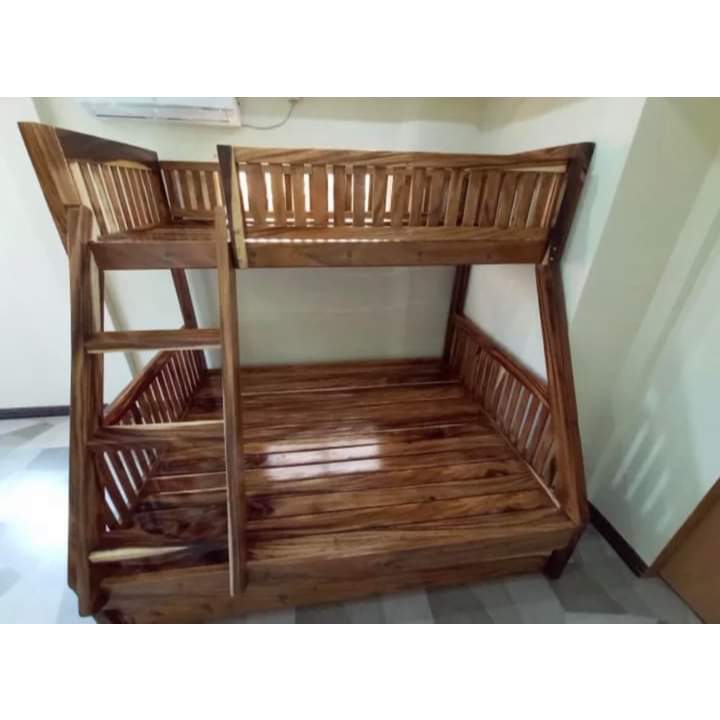 Brand New solid wood double deck bedframe with pullout | Shopee Philippines