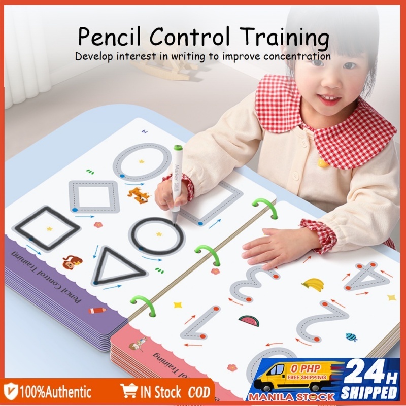 47 Page Tracing Book For Kids Training Coloring Book Erasable Writing ...