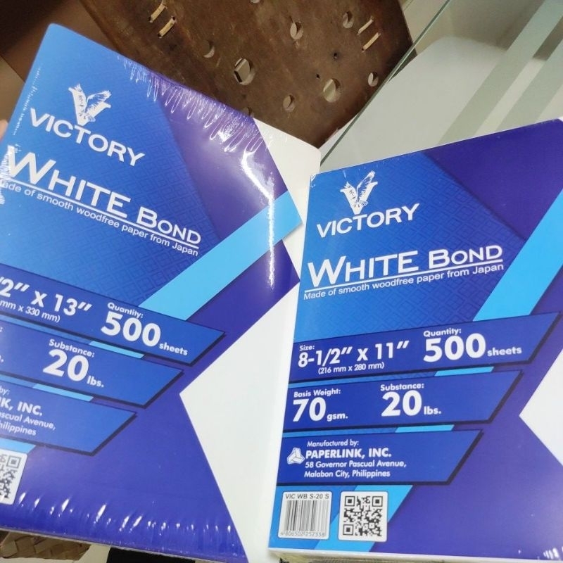1ream Victory Bond Paper Subs 20 70gsm A4, 8-1/2x11 8-1/2x13 500's Book ...