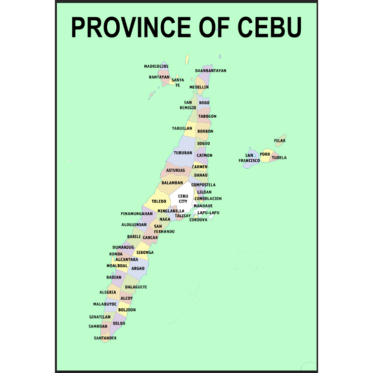 Cebu Province Map Waterproof A4 Laminated Chart | Shopee Philippines