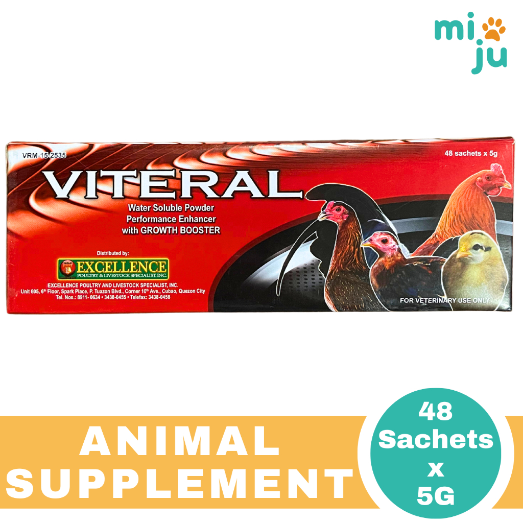 Viteral Powder (1 Box/48 Sachets x 5g) - Performance and Growth Booster - For Animals Use ...