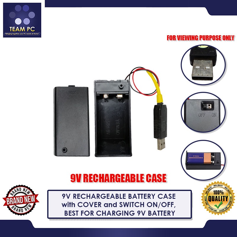 TEAM PC 9V RECHARGEABLE BATTERY CASE with COVER and SWITCH ON/OFF, BEST ...