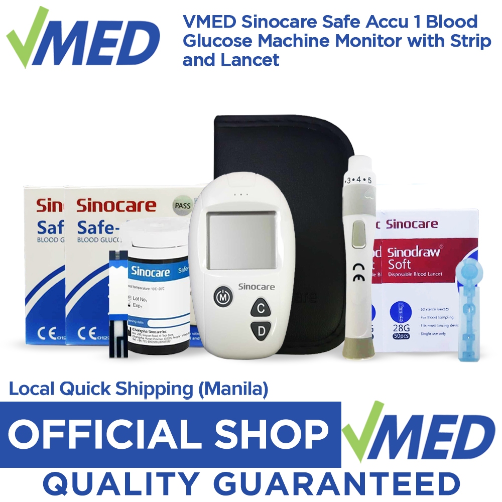 VMED Sinocare Safe ACCU Blood Glucose Monitor Glucometer Set and Strips ...