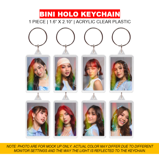 Bini Holographic Rainbow Acrylic Transparent Keychain Photo Insert ...