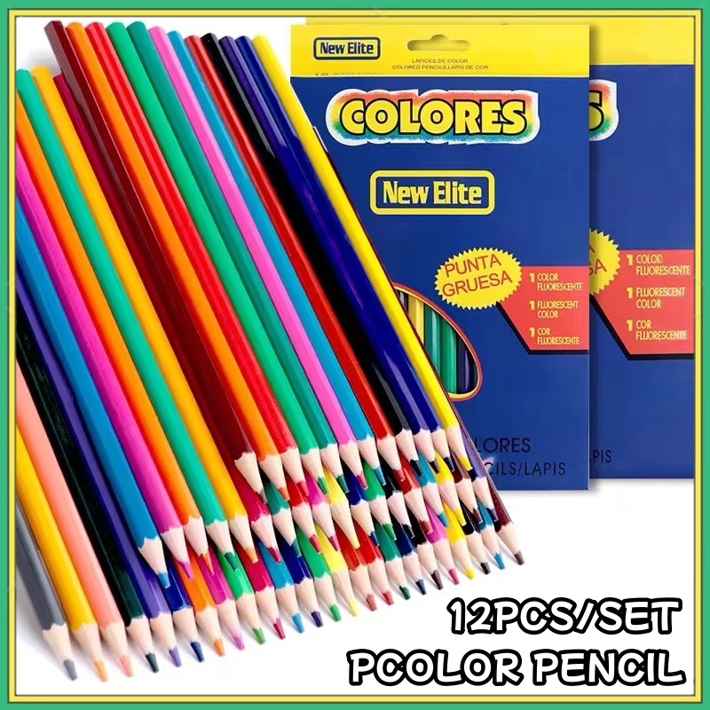 12Pcs Color Pencil Boxed School Supplies Gift Stuedent Painting tools ...