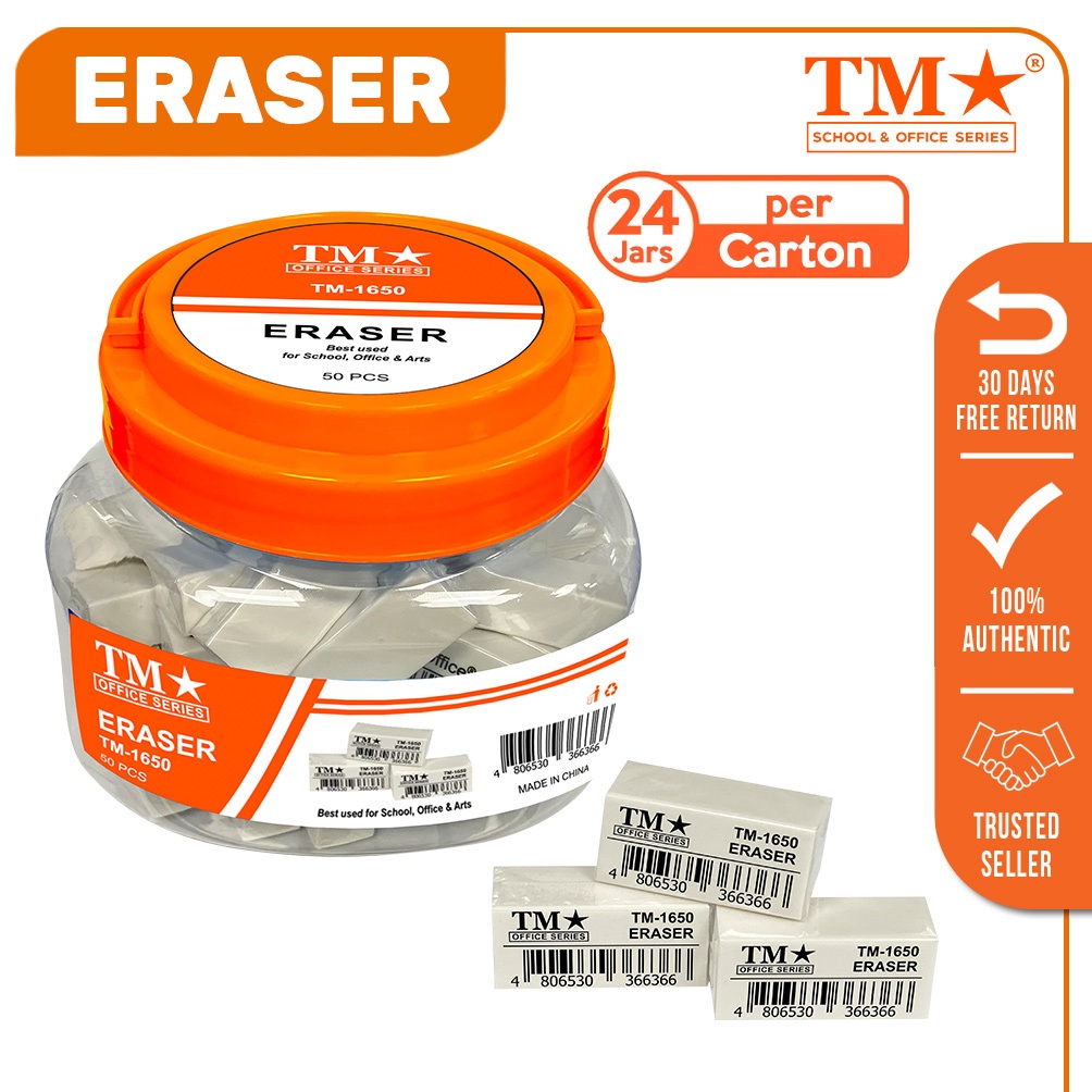TM 24 jars Eraser 50's (TM-1650) | Shopee Philippines