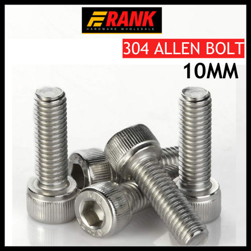 304 Stainless M10 Allen Bolt Capscrew Hexagonal Head Fine Thread ...