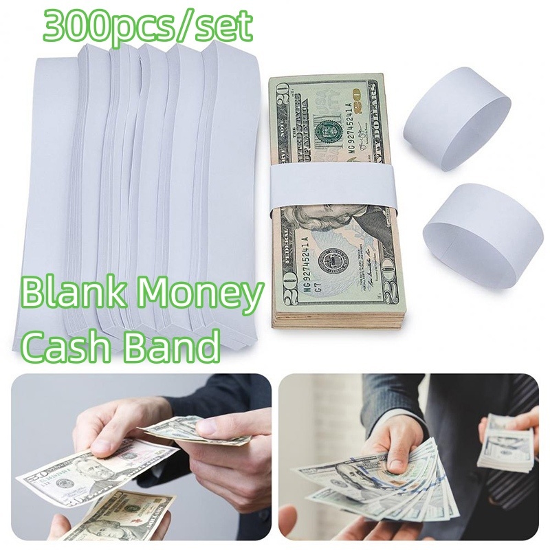 300 Pcs Blank Money Cash Band Self-Adhesive Currency Straps Bank ...