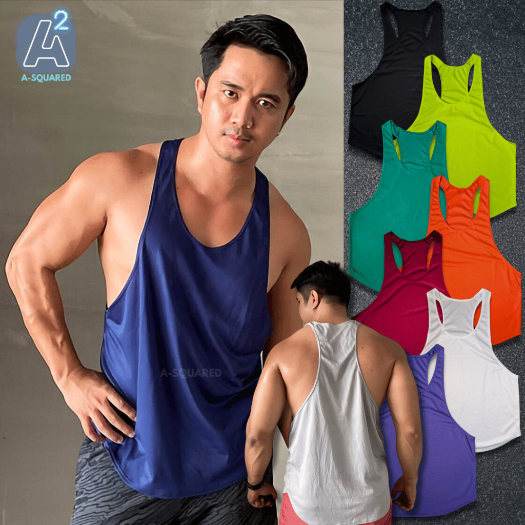 Gym Sando for Men Drifit Stringer Tank Top Sports Fitness Sleeveless Muscle Vest Small Medium ...