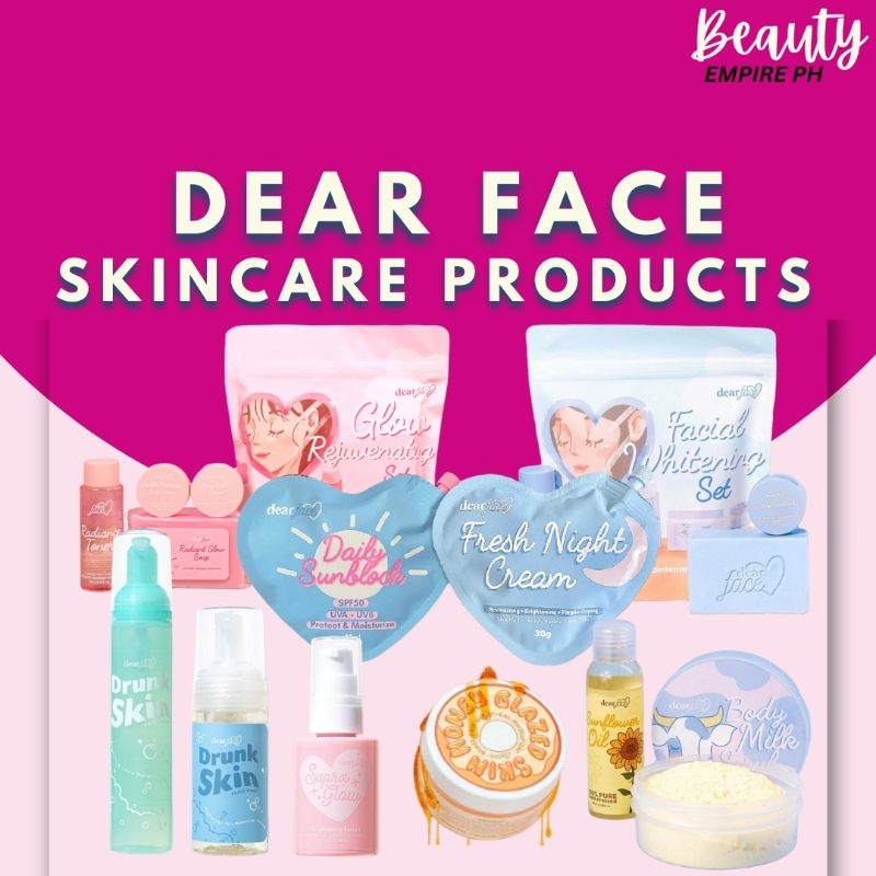 Dear Face Drunk Skin Facial Wash /Supra Glow /Daily Sunblock /SunBounce ...