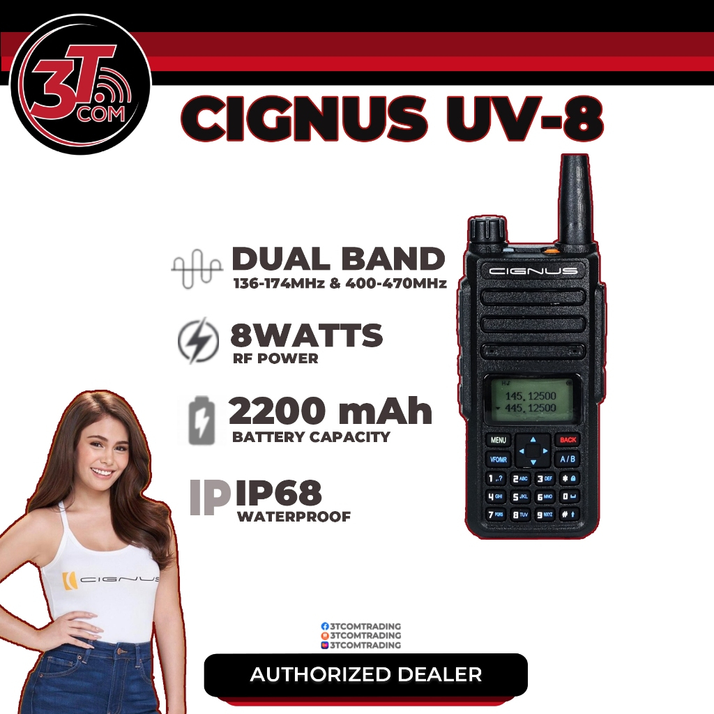 CIGNUS UV8 DUAL BAND RADIO 8 WATTS AND TRI POWER RADIO | Shopee Philippines