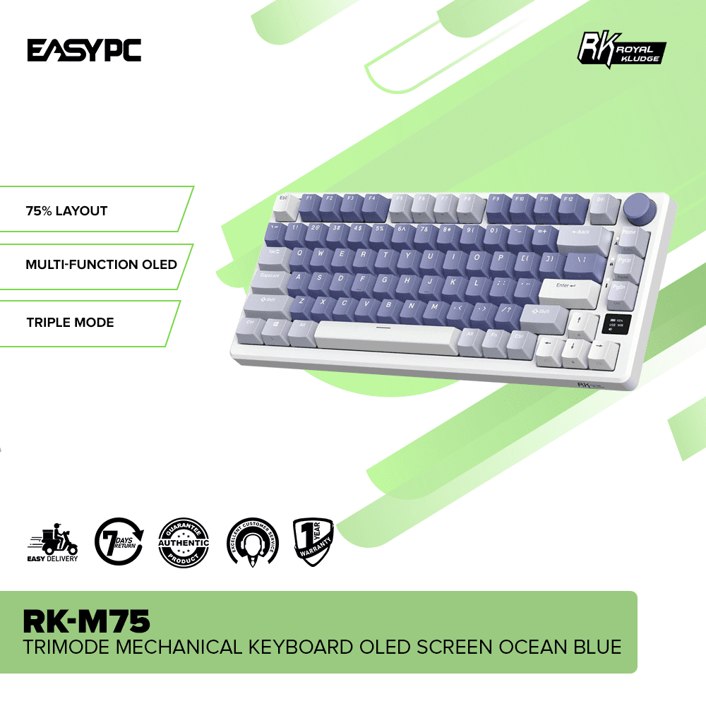EasyPC| Royal Kludge RK-M75 Trimode Mechanical Keyboard gaming| Oled ...