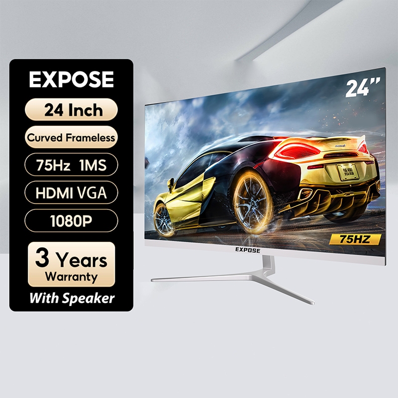 EXPOSE Monitor 24 Inch Curved 75/165Hz Pc Gaming Monitor Desktop ...