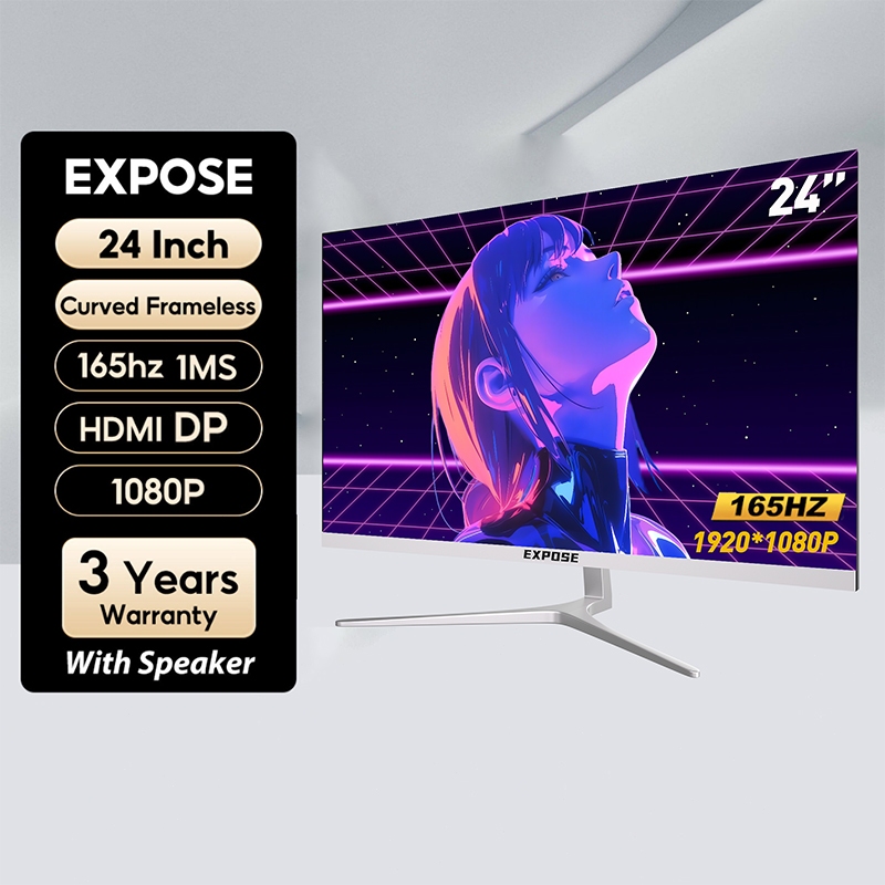EXPOSE Monitor 24 Inch Curved 75/165Hz Pc Gaming Monitor Desktop ...