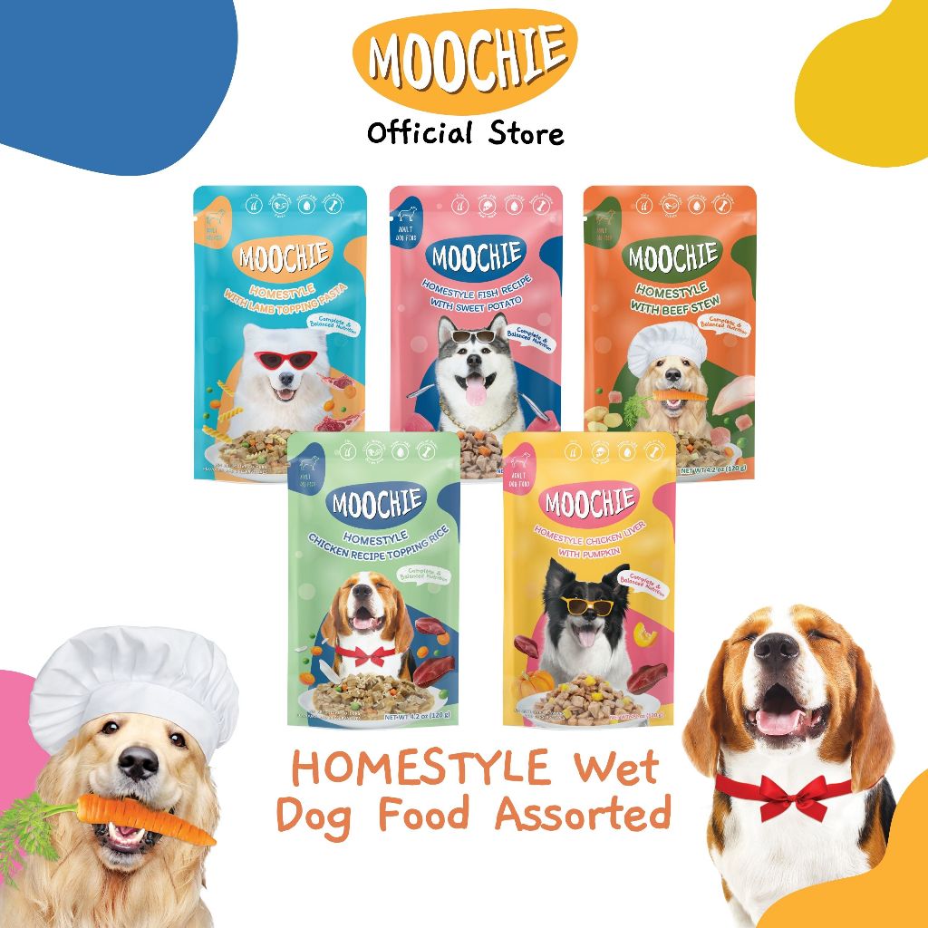 Moochie Homestyle Wet Dog Food Home Cooked 120g Pouch 5 Flavors ...