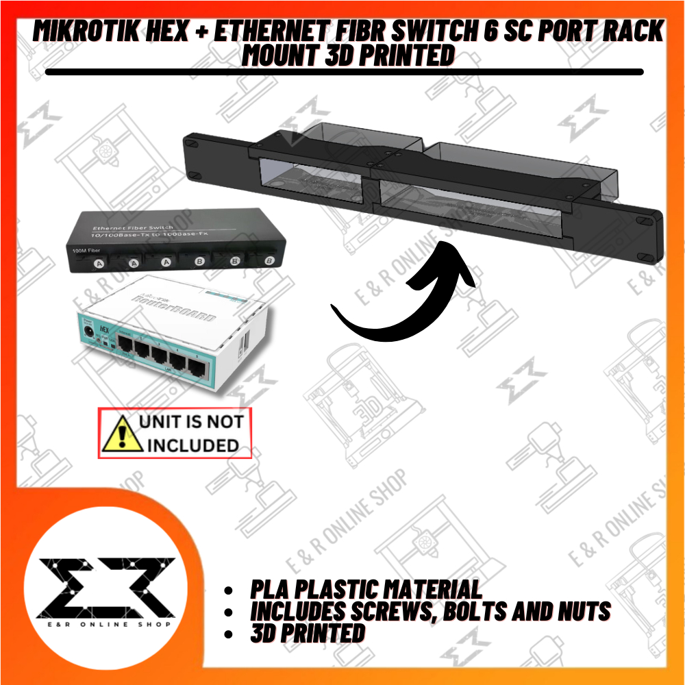 Mikrotik Hex Gr3/S + Ethernet Fibr Switch 6 SC Port Rack Mount Ears 3D ...