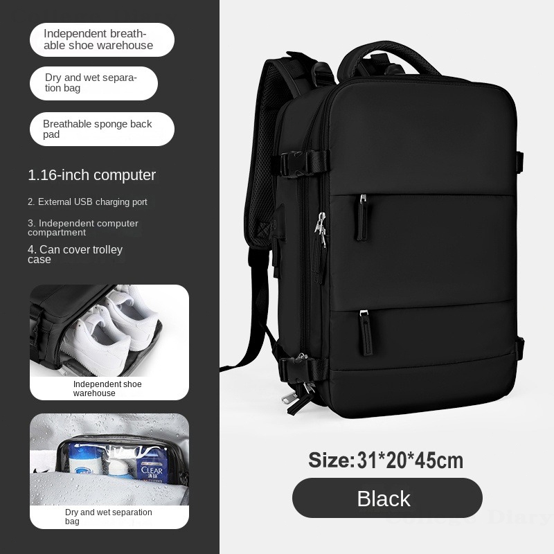 Laptop Backpack 16 inch Multifunction Travel Backpack Waterproof ...