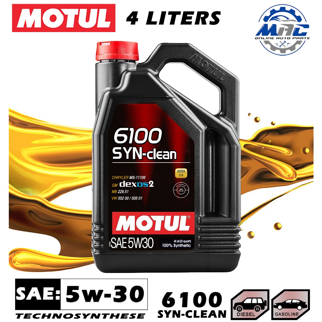 Motul 6100 Syn-Clean 5w-30 5w40 1 liter and 4 liters GM Dexos 2 ...