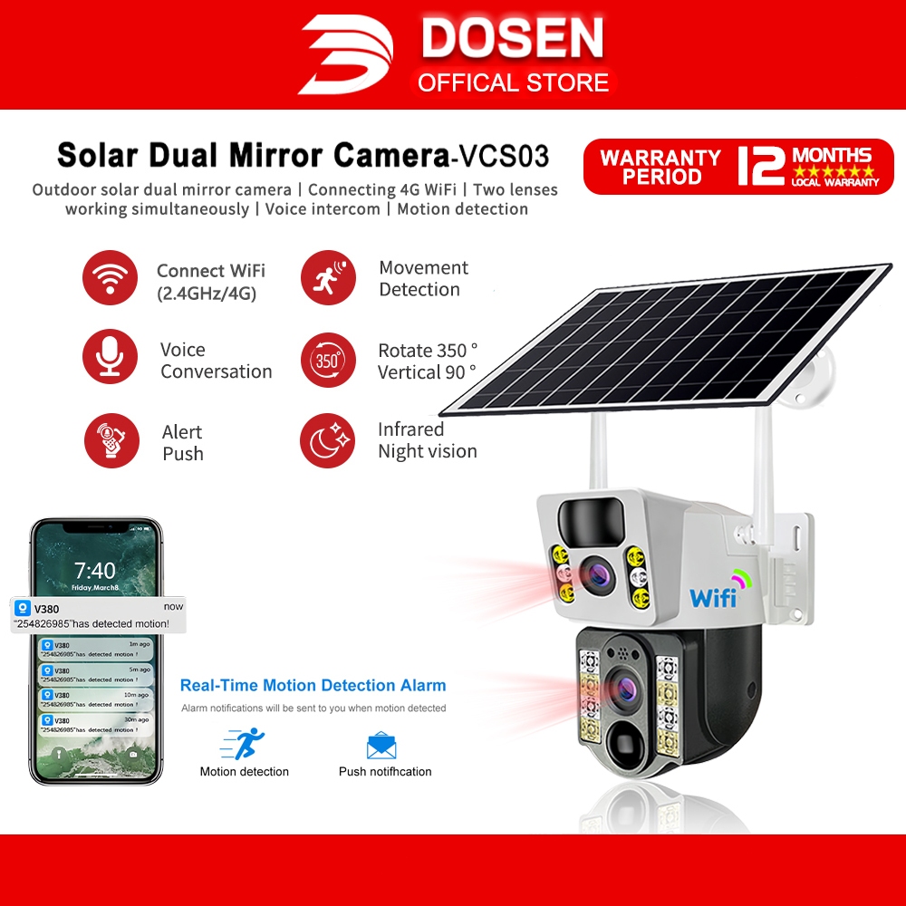 V380 Solar Cctv 5MP Outdoor 360 Dual Lens Wireless WiFi Connect Smart Security 4G Camera ...