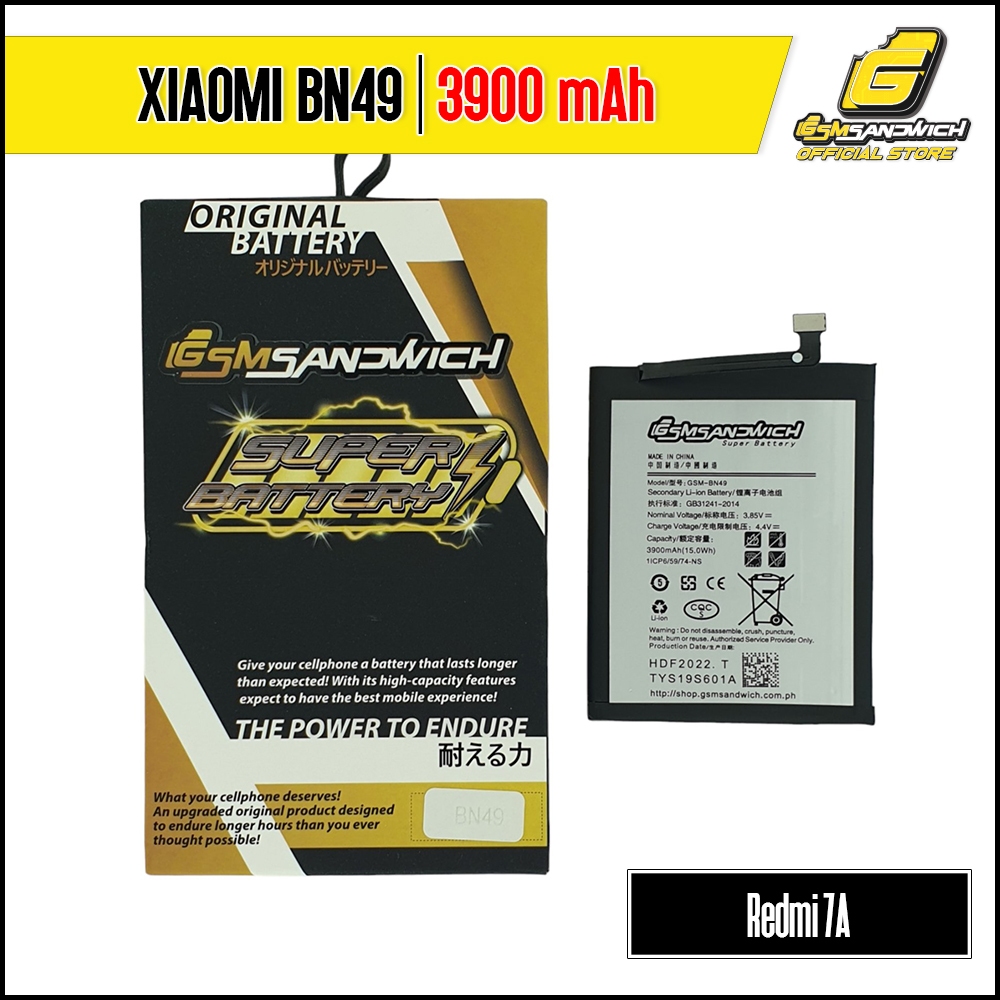 GSMSandwich Super Battery BN49 for XIAOMI Redmi 7A 3900mAh | Shopee ...