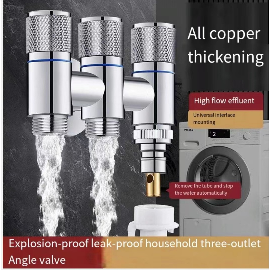 1 in 3 Out Faucet Dual Control Valve with Bidet Washing Machine Tap Two ...