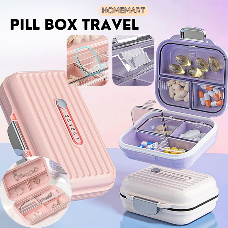 Pill Box Travel Mini Medicine Storage Pill Case Pill Box 7 Compartment ...