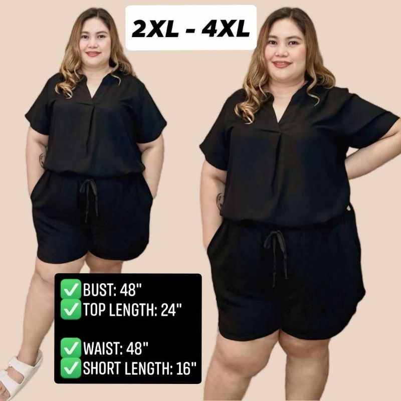 Plus Size Challis Terno Short (XL to 3XL) | Shopee Philippines