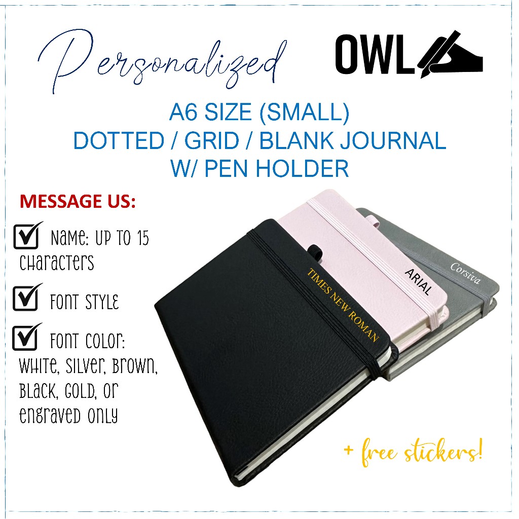 NEW! Personalized A6 SMALL POCKET LEATHER JOURNALS IN Grid, Lined, or ...