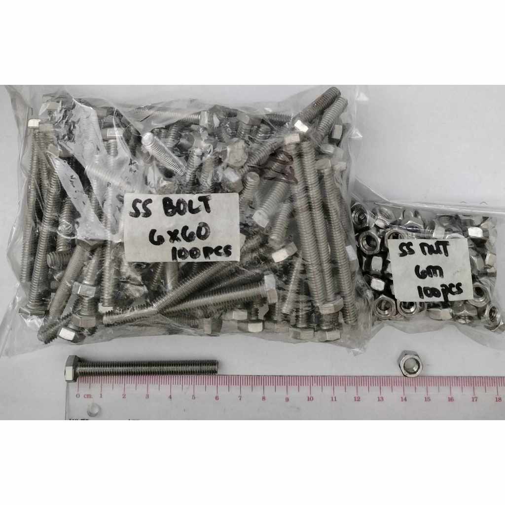 (100 PC's) 6MM STAINLESS BOLT AND NUTS (10 yabe) | Shopee Philippines