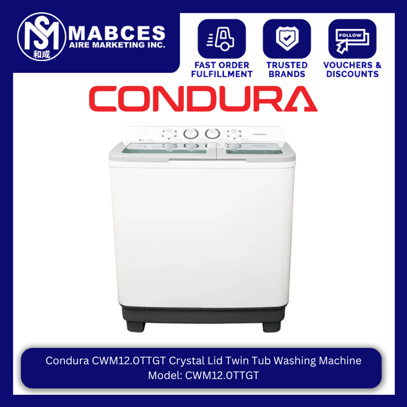 Condura CWM12.0TT-GT Twin Tub with Crystal Lid Washing Machine | Shopee ...