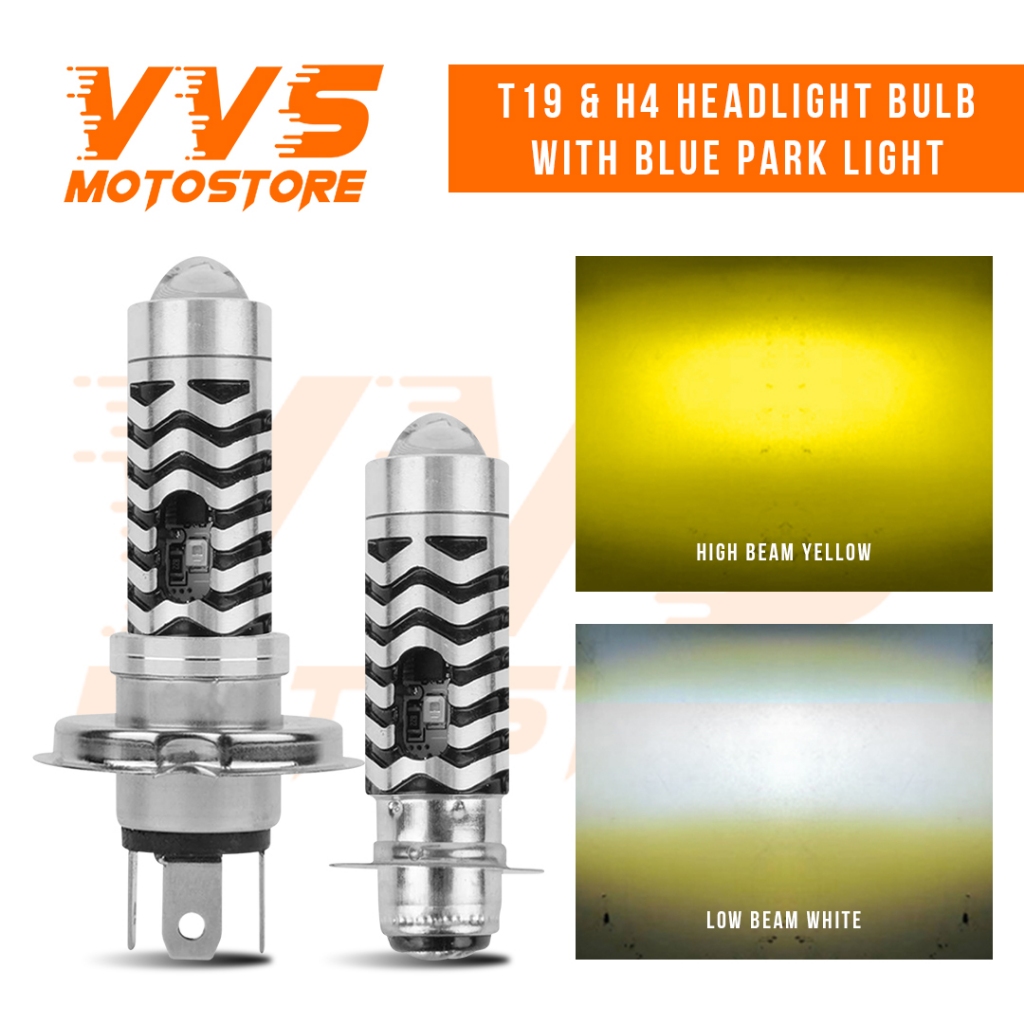 Motorcycle T19 and H4 Headlight Bulb with Blue Park Light Heavy Duty Universal | Shopee Philippines