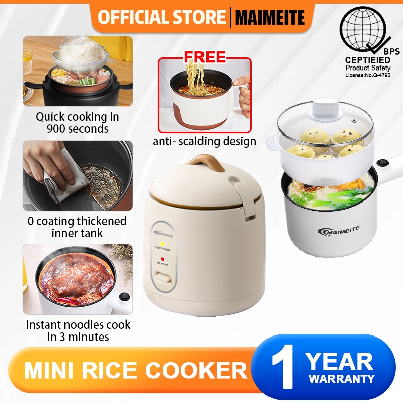 Maimeite1.2L Mini Rice Cooker With Steamer Multifunctiona electric ...