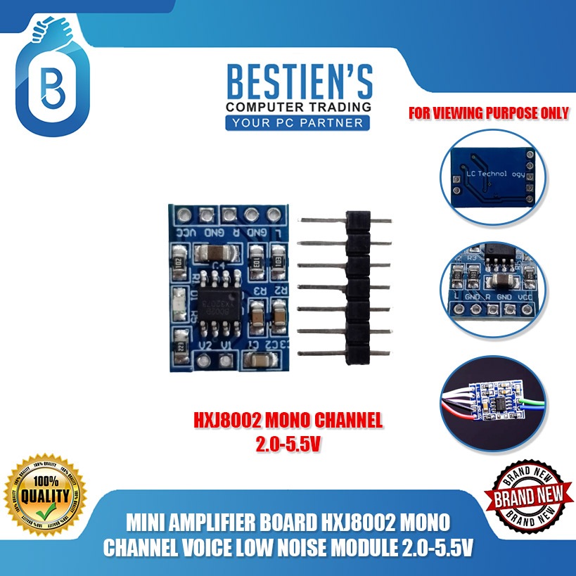 MINI AMPLIFIER BOARD HXJ8002 MONO CHANNEL VOICE LOW NOISE MODULE 2.0-5 ...