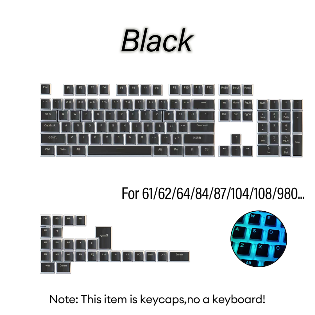 Pudding Keycaps 129keys Backlit Keycap OEM Profile PBT Material for ...