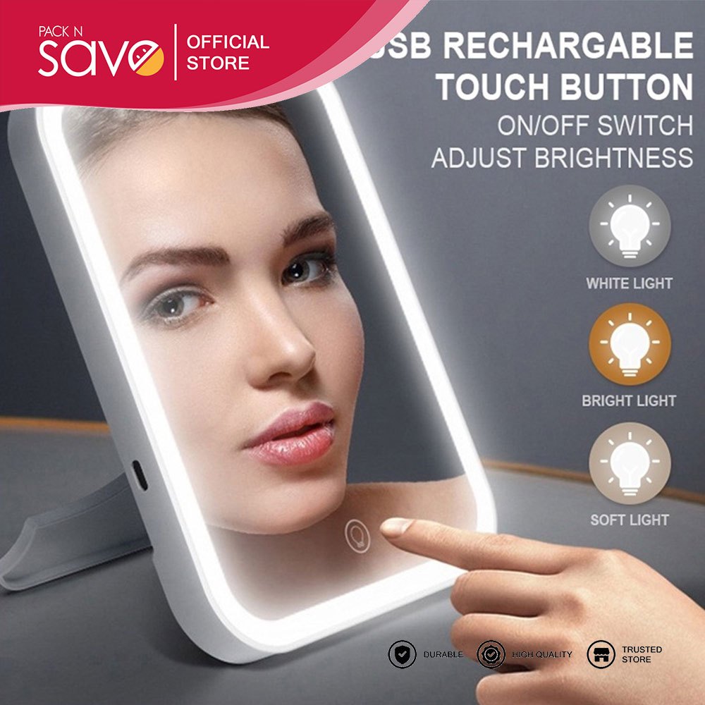 PNS LED Makeup Mirror USB Charge Cosmetics Mirror Touch Screen Portable ...