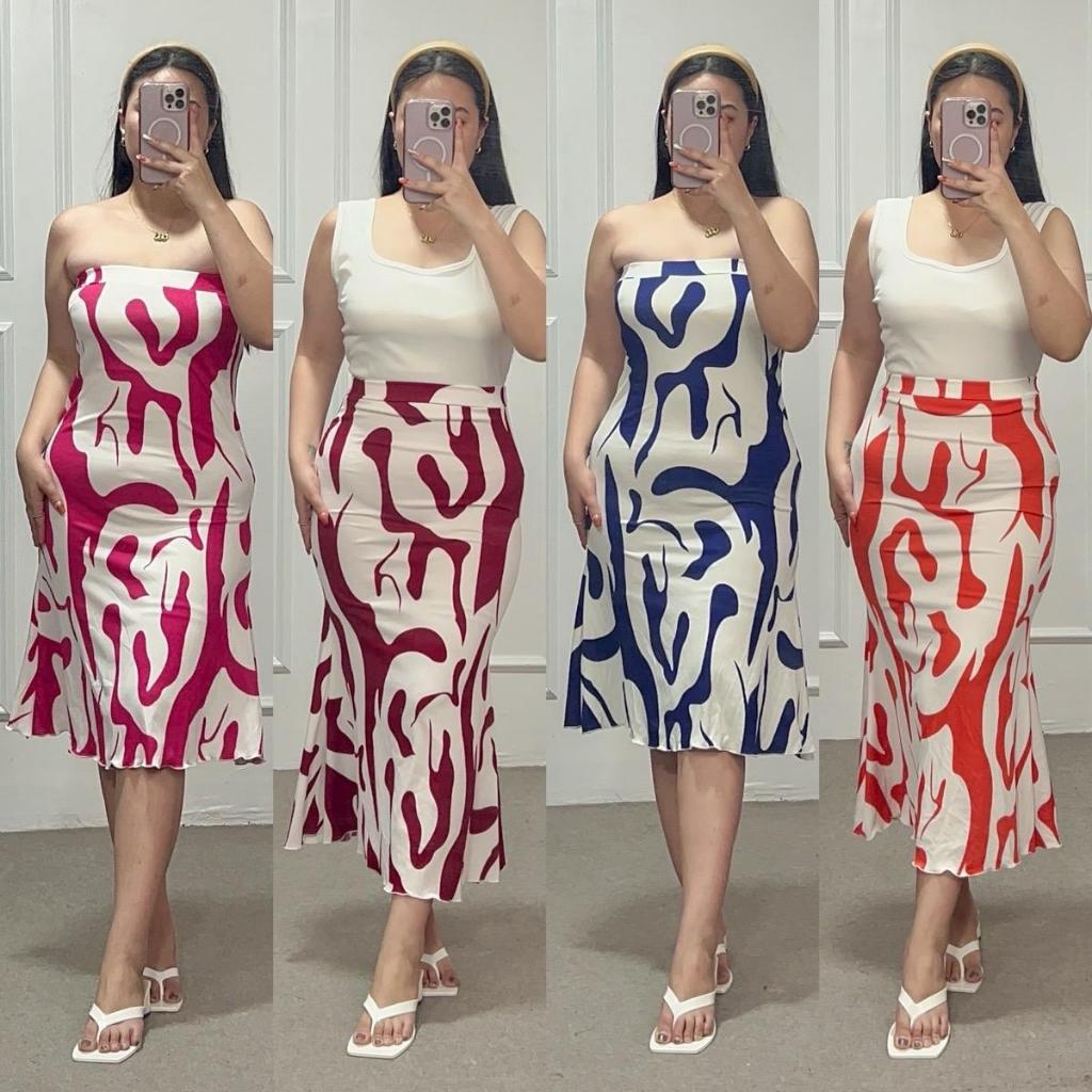 Up to XL Catherine Two-Way Mermaid Long Skirt / Tube Dress Graphic ...