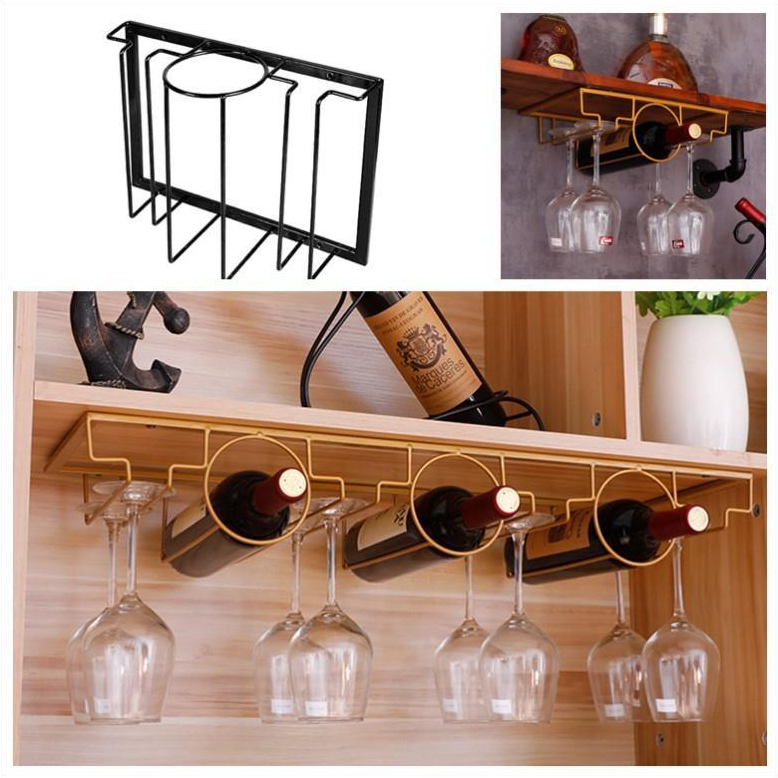 3/5 Trough Wine Rack Classic Inverted Wall-mounted Goblet Wine Rack ...